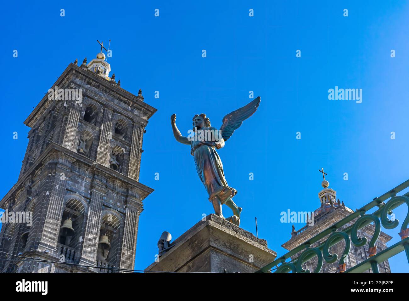 Facade Angel Statue Outside Cathedral Puebla, Mexico. Built in 15 to ...