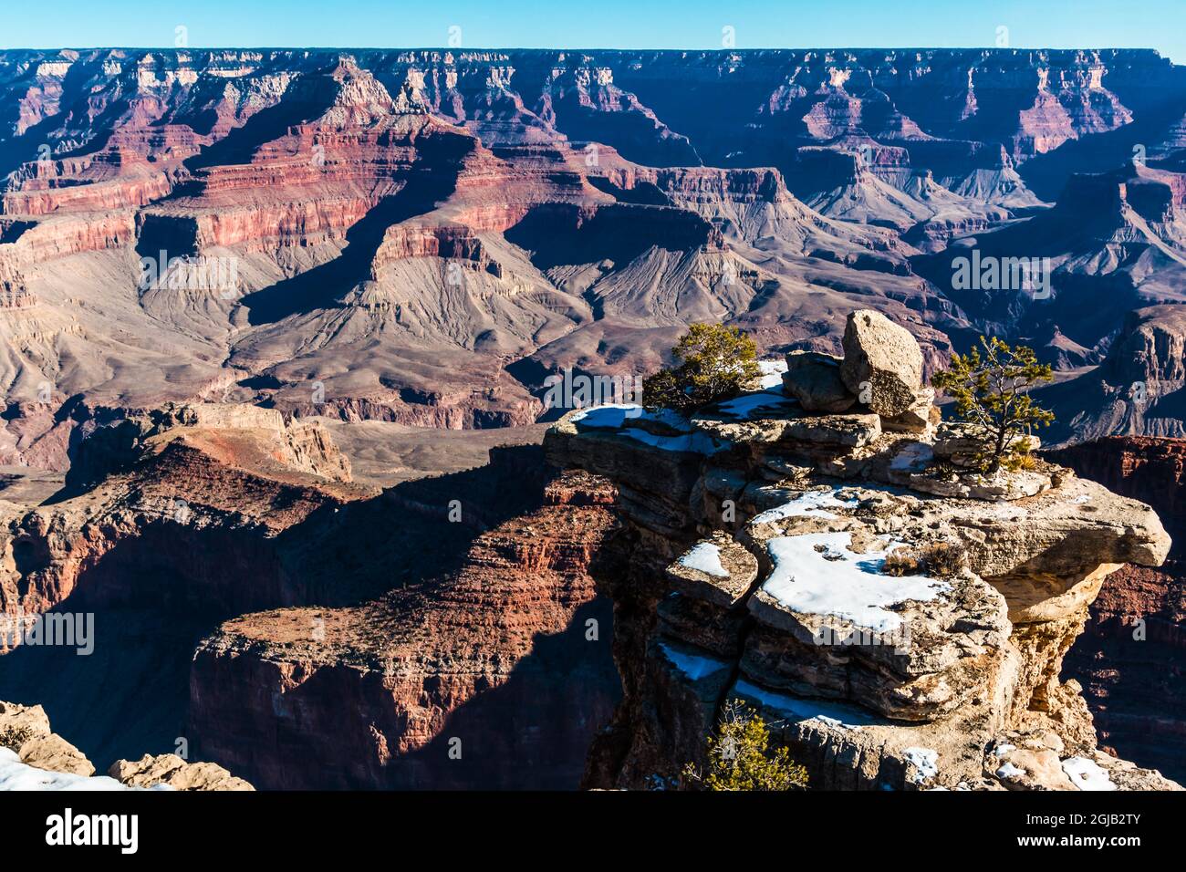 Snow Covered Limestone Ledges and Rock Formations of Mather Point on ...