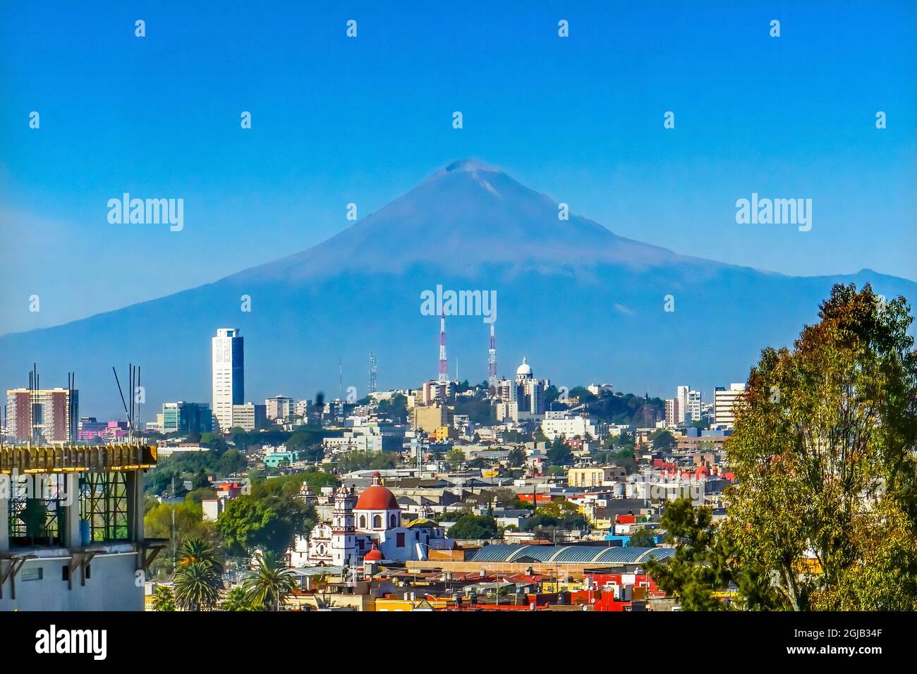Overlook Buildings Churches Cityscape Volcano Mount Popocatepetl ...
