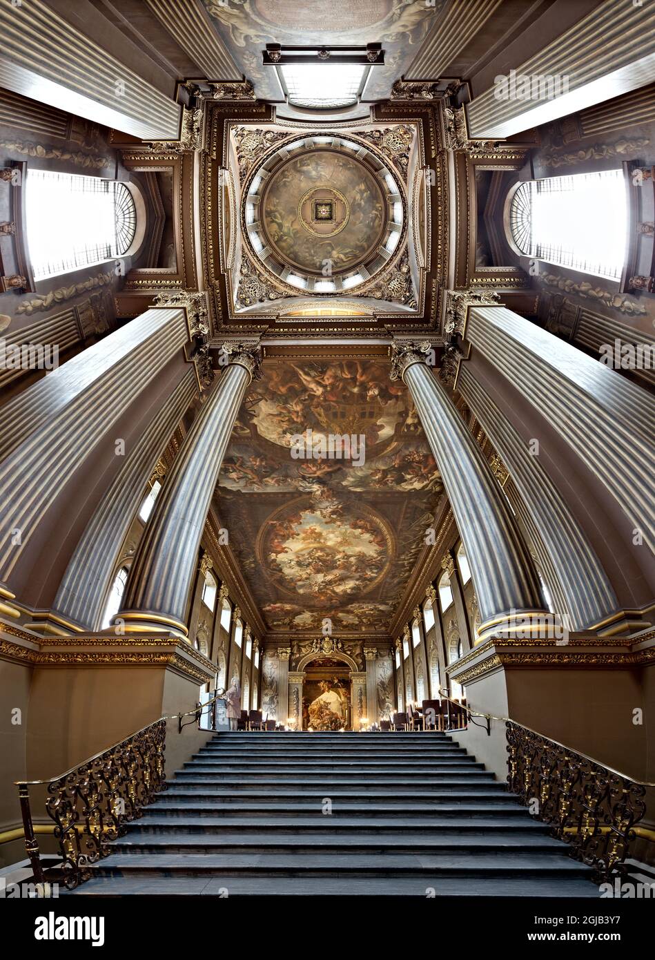 The painted hall of the Old Royal Naval College Greenwich, London UK ...