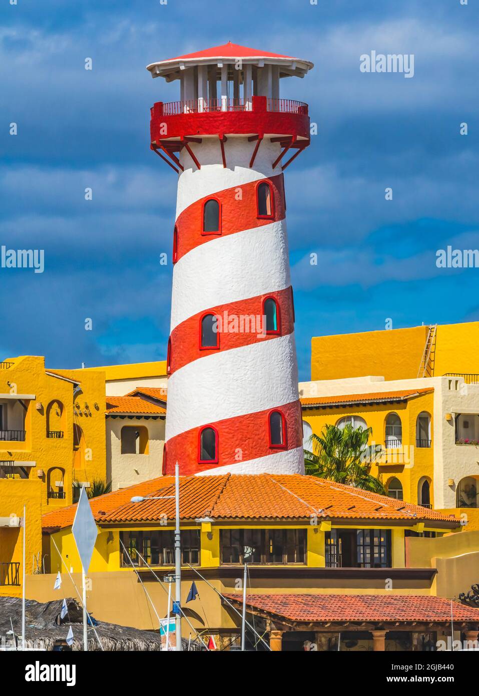 Colorful lighthouse, Cabo San Lucas, Baja Mexico Stock Photo - Alamy