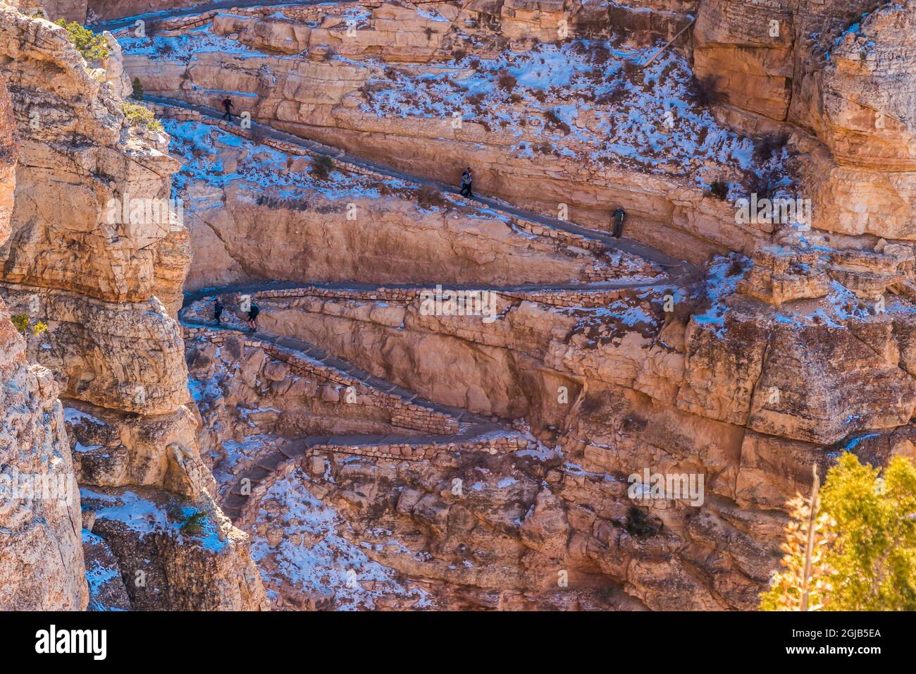 Hikers On The Switchbacks of The South Kaibab Trail, Grand Canyon ...
