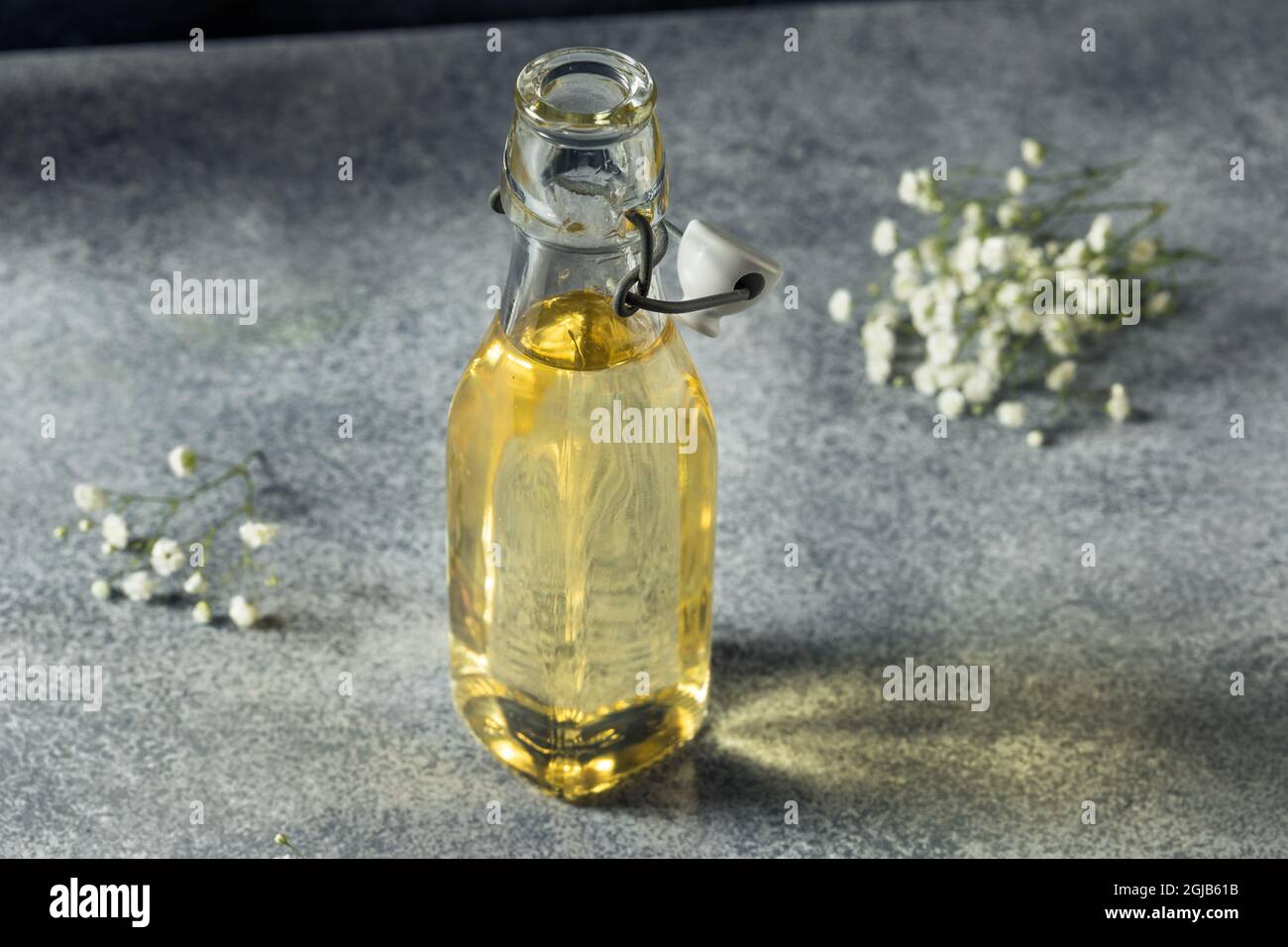 Cold Refreshing Sweet Elderflower Simple Syrup in a Bottle Stock Photo ...