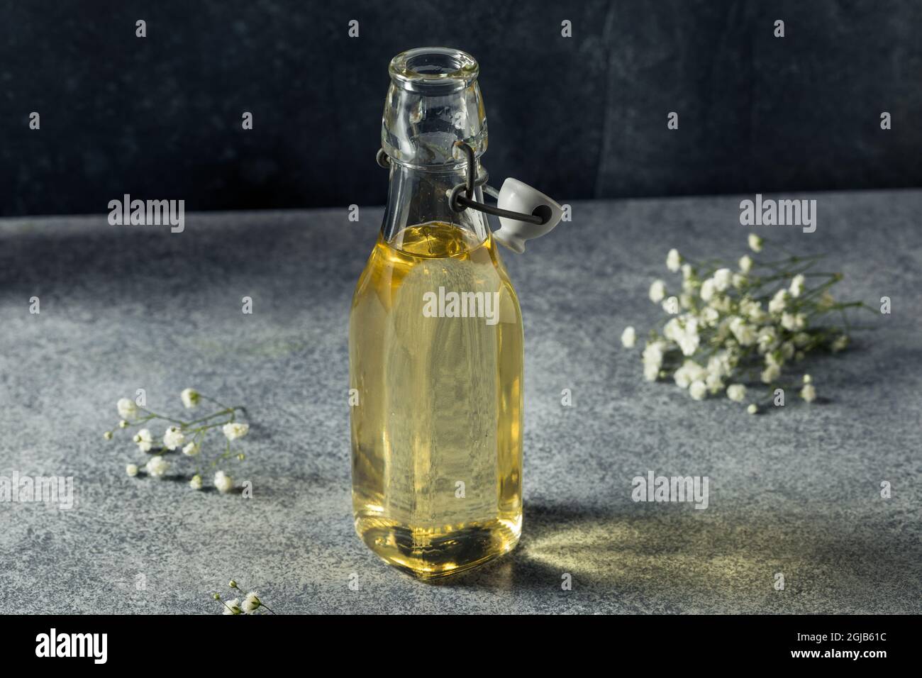 Cold Refreshing Sweet Elderflower Simple Syrup in a Bottle Stock Photo ...