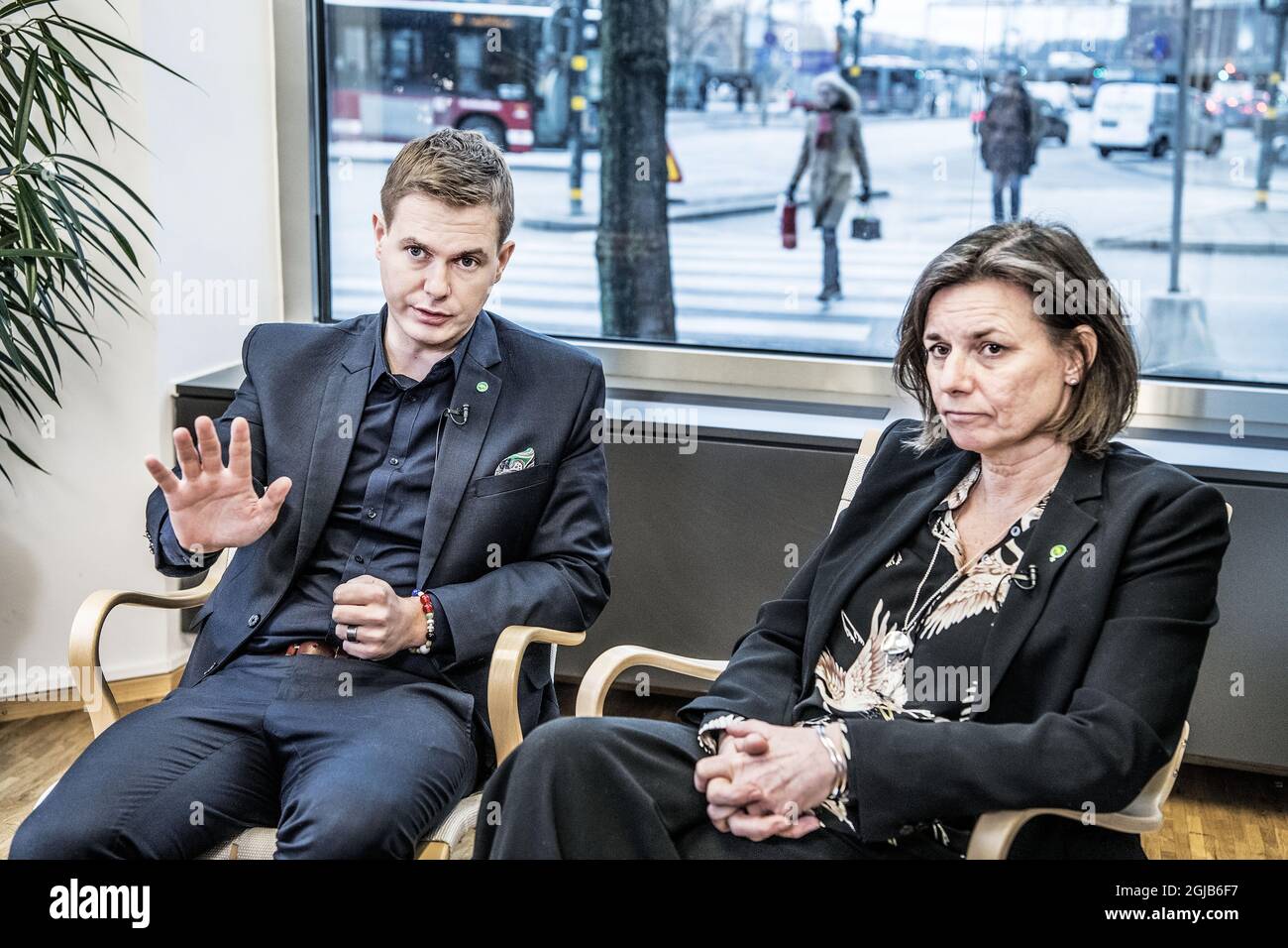 STOCKHOLM 2018-01-29 Gustav Fridolin and Isabella Lovin, Spokes persons ...