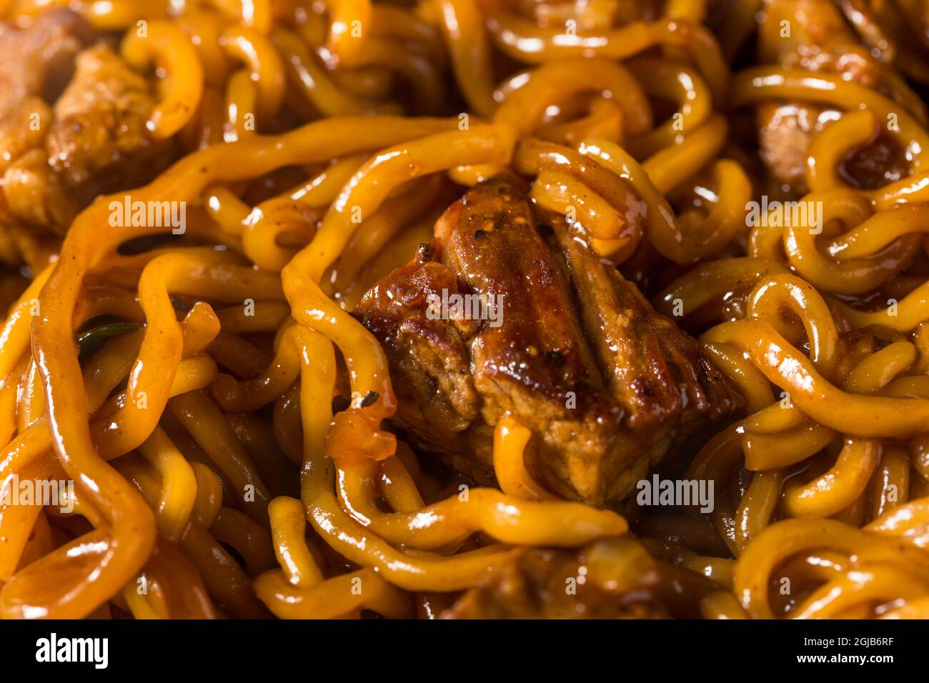Homemade Trendy Korean Jjapaguri Noodles with Beef and Ramen Stock ...