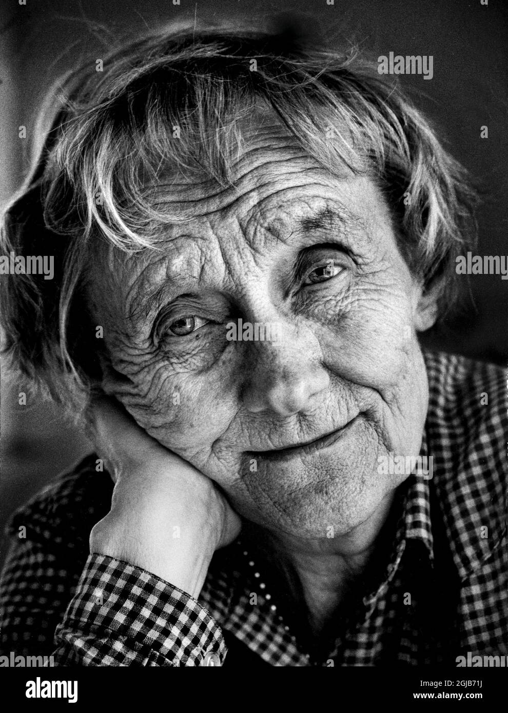 Swedish author Astrid Lindgren at her home in Dalagatan, Stockholm ...