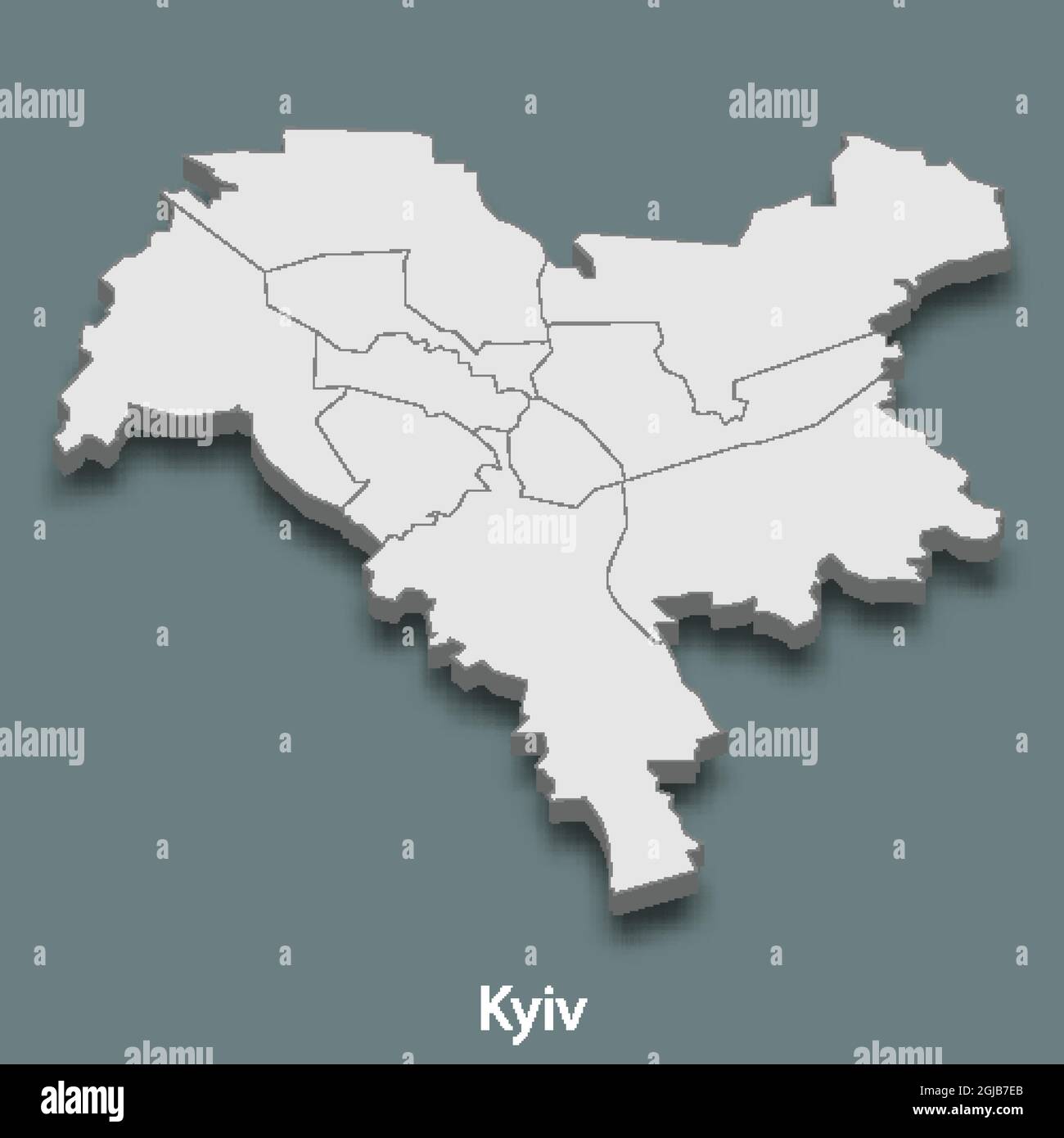 3d isometric map of Kyiv is a city of Ukraine , vector illustration ...