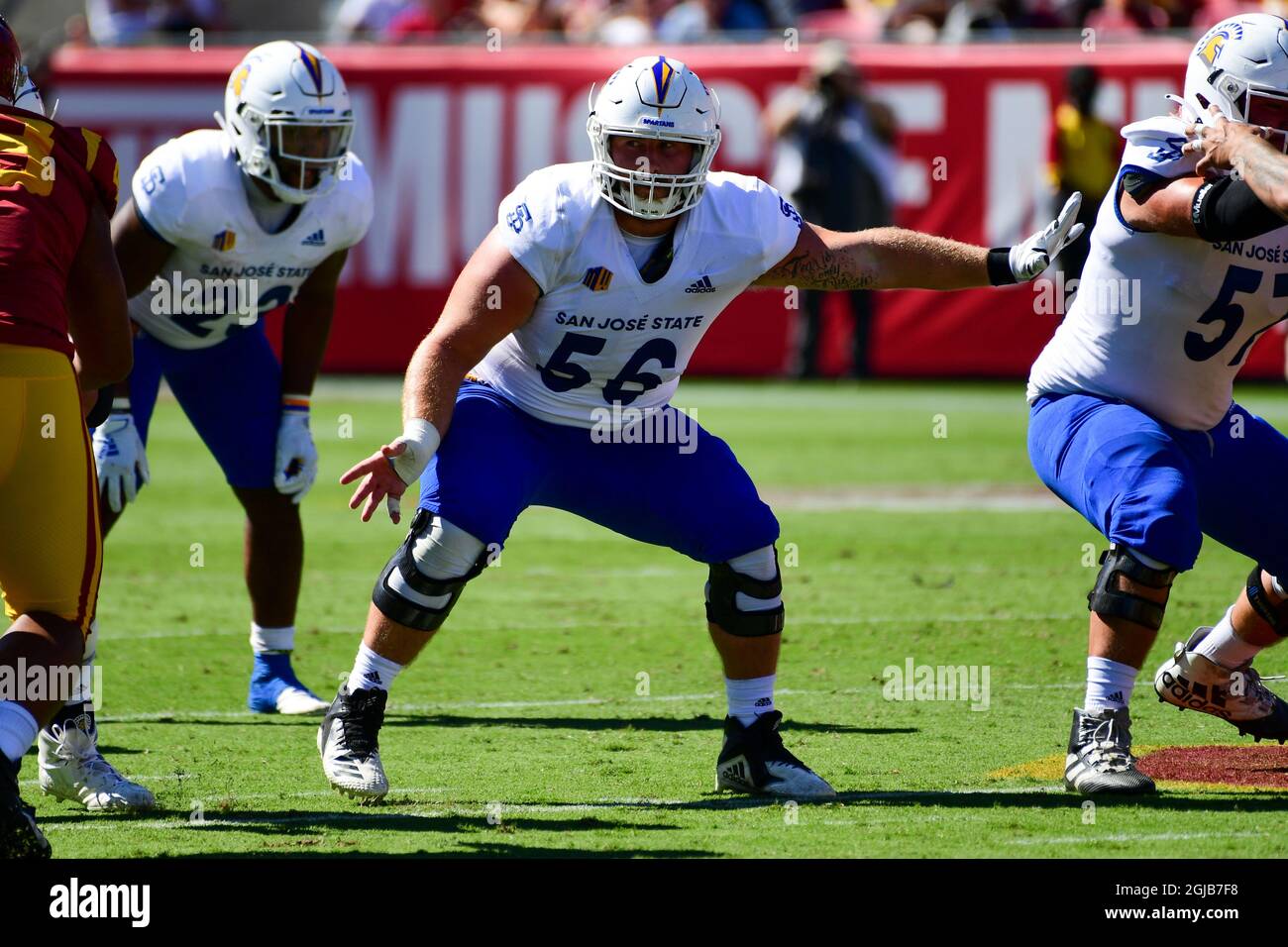San Jose State Spartans center Kyle Hoppe (56) during an NCAA football ...