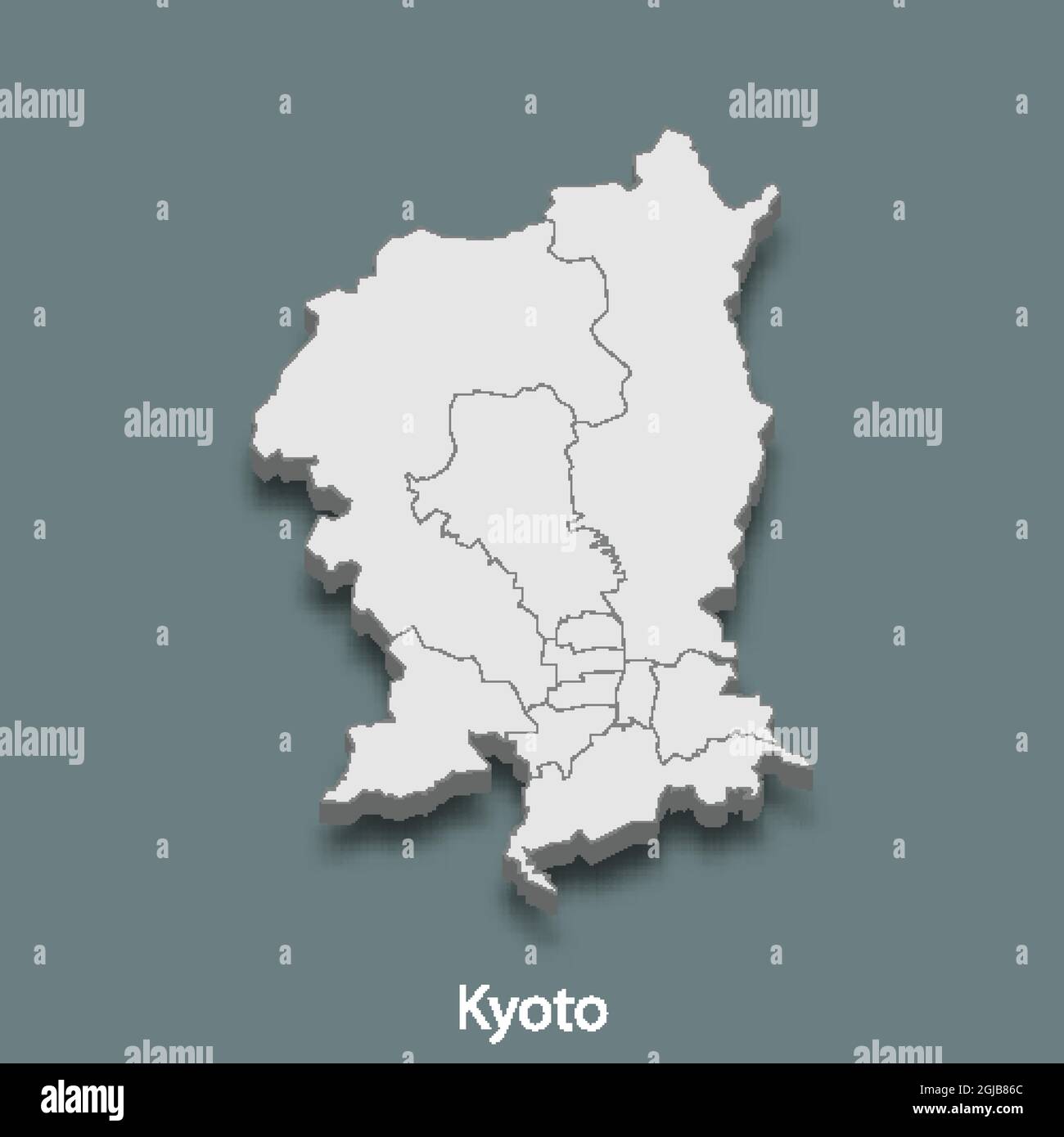 3d isometric map of Kyoto is a city of Japan, vector illustration Stock ...