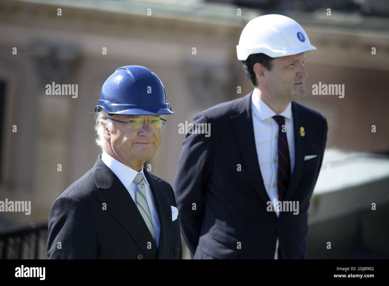 STOCKHOLM 20180419 King Carl Gustaf is seen at the roof of the Royal ...