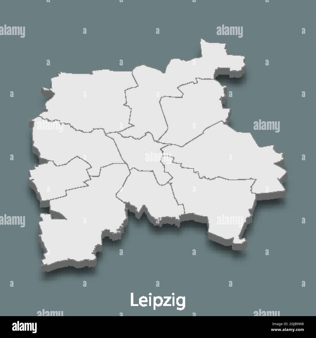 3d isometric map of Leipzig is a city of Germany, vector illustration ...
