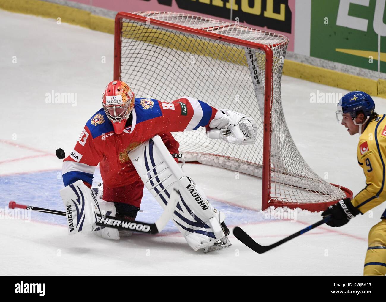 Russia's goalie Vasily Koshechkin in action during the Sweden Hockey ...