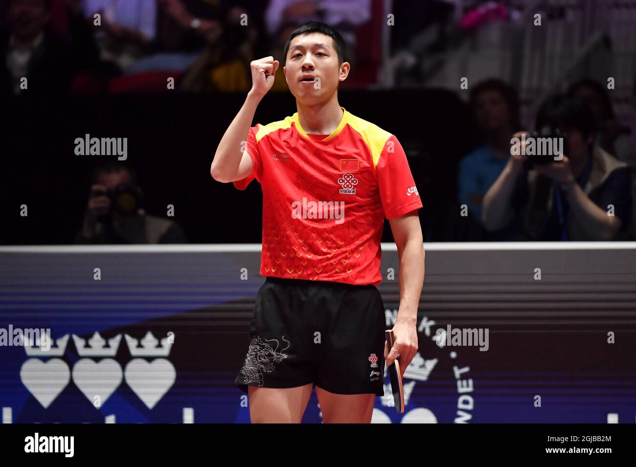 HALMSTAD 20180506 China's Xin Xu react after his win against Patrick ...