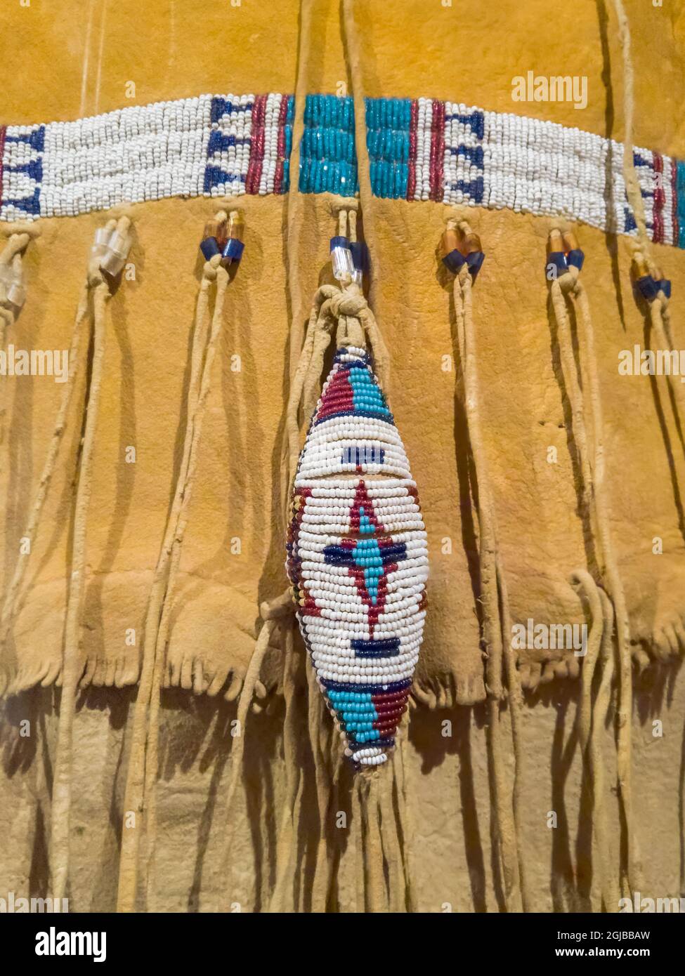 USA, Arizona, Scottsdale. Close-up details of Native- American beading ...