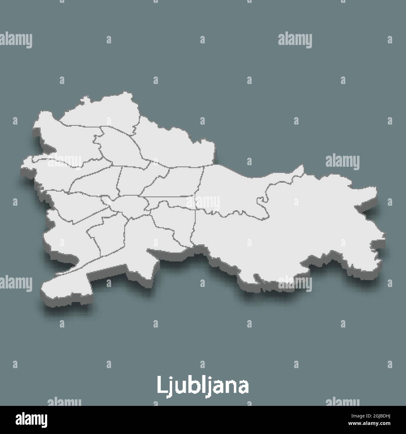 3d isometric map of Ljubljana is a city of Slovenia , vector ...