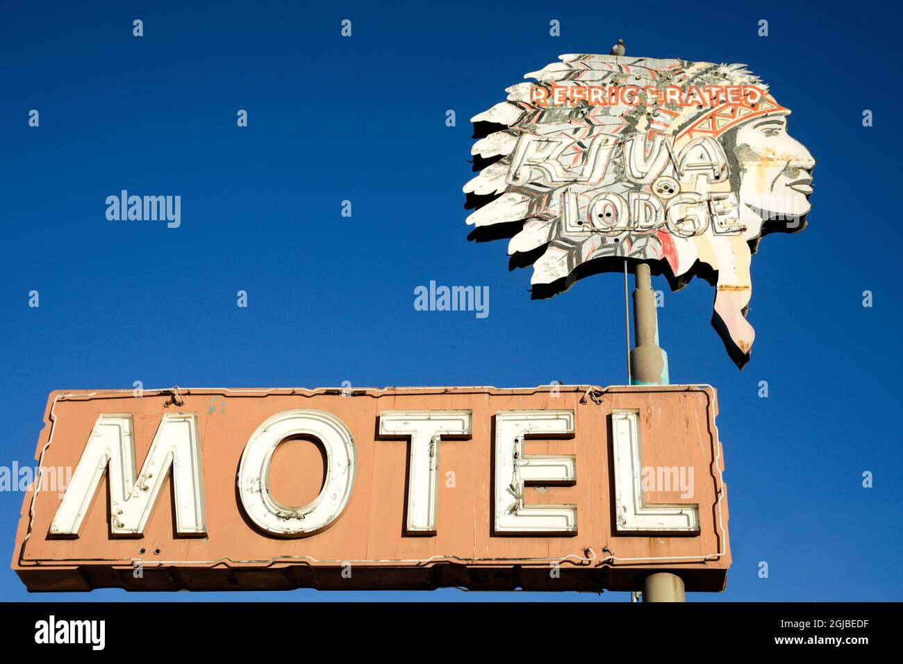Vintage motel sign with Indian head, Mesa, Arizona. (Editorial Use Only ...