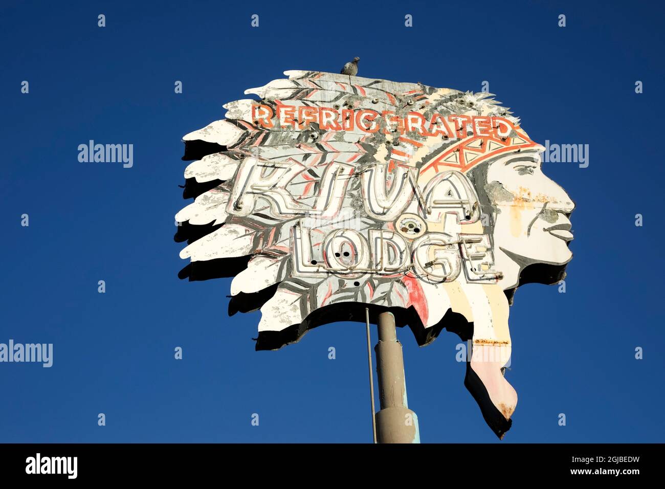 Vintage motel sign with Indian head, Mesa, Arizona. (Editorial Use Only ...