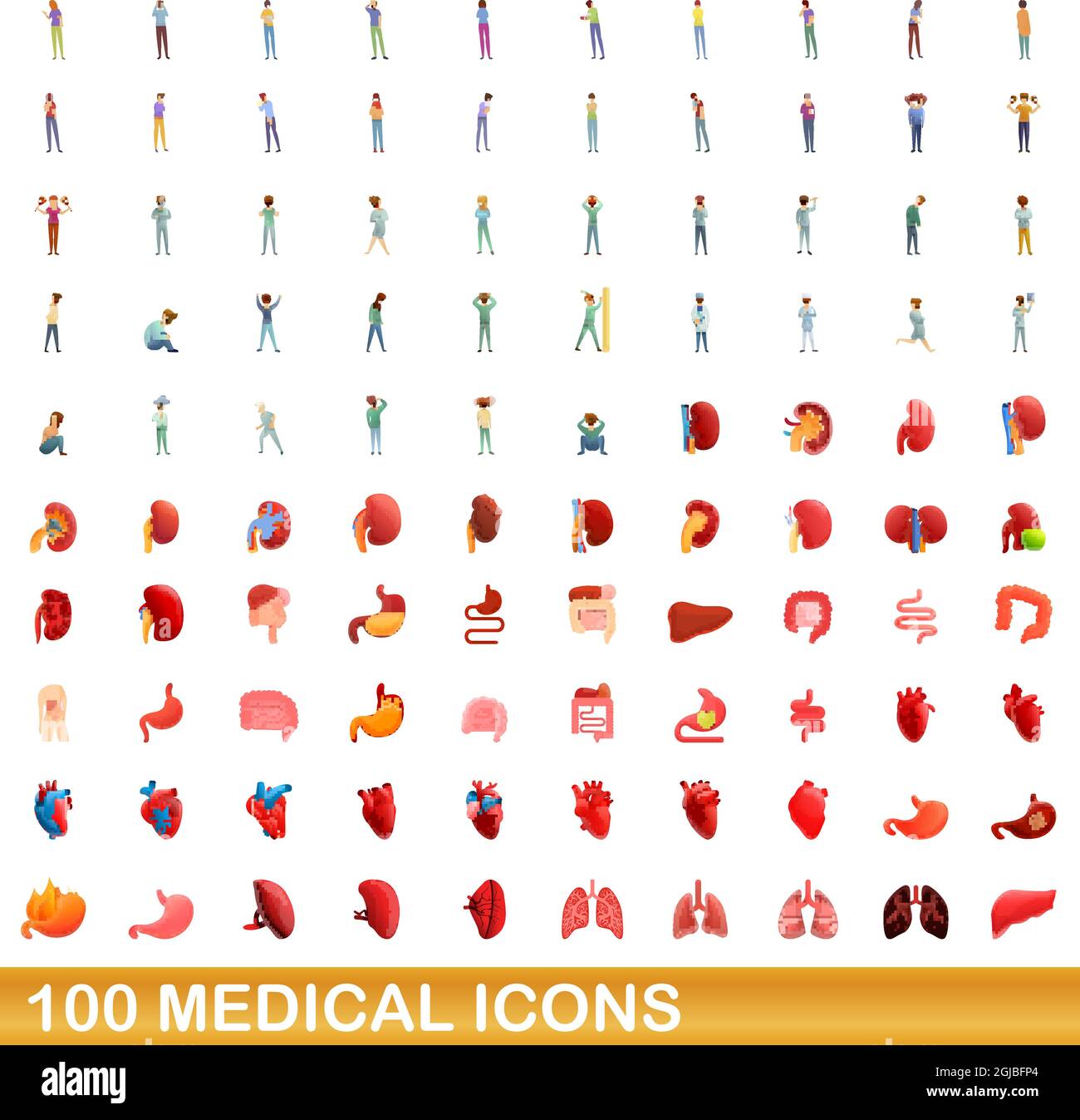 100 medical icons set. Cartoon illustration of 100 medical icons vector ...