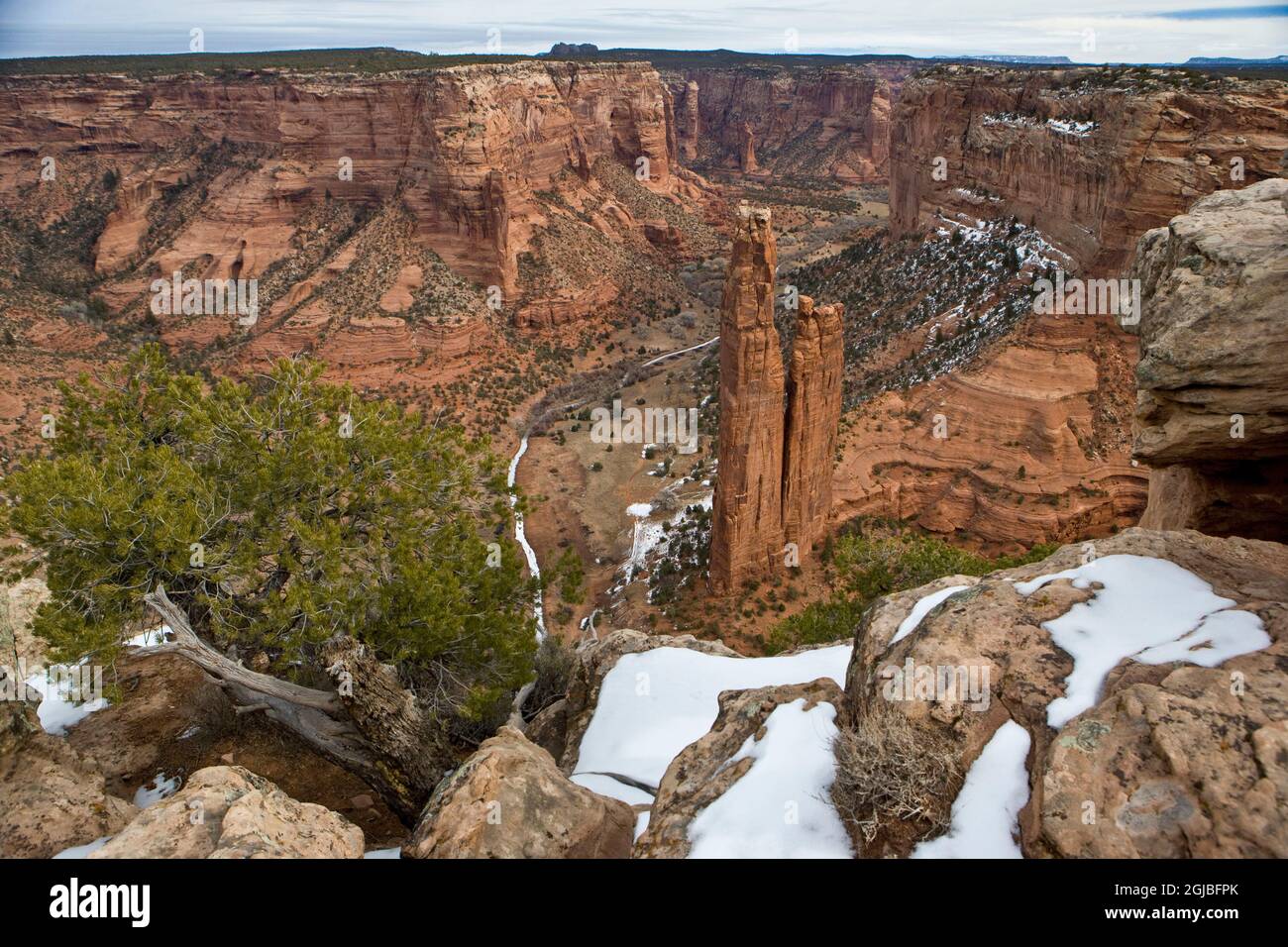 USA, Arizona. View of Spider Rock in Canyon de Chelly, a sacred Navajo ...