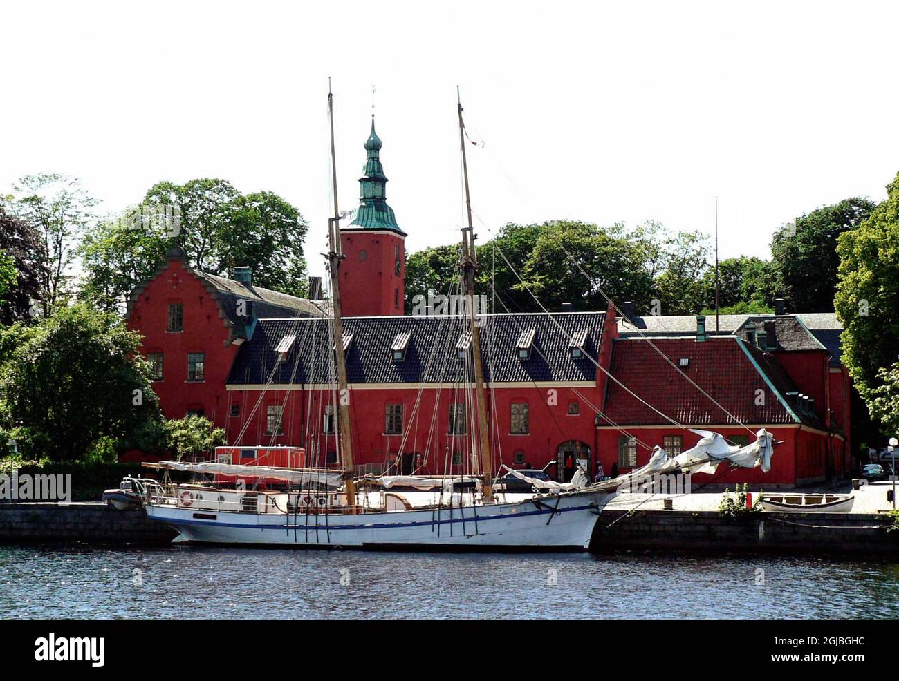 The castle of Halmstad and HMS Najaden Stock Photo - Alamy