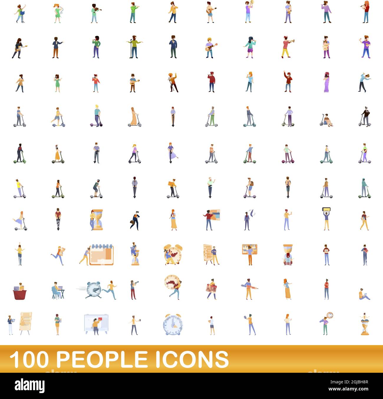 100 people icons set. Cartoon illustration of 100 people icons vector ...