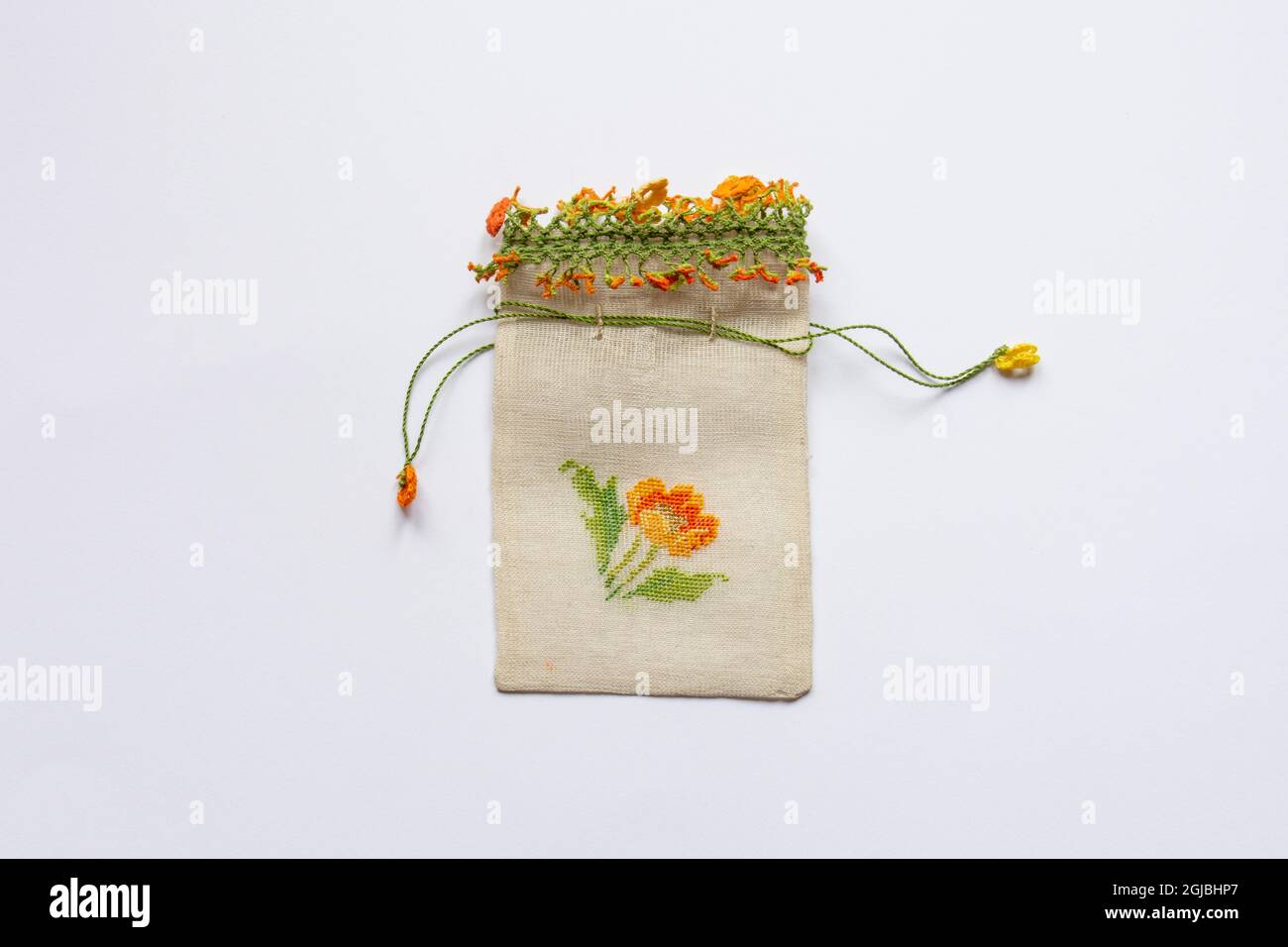 Pouch with woven and handcrafted decorations. isolated white background ...