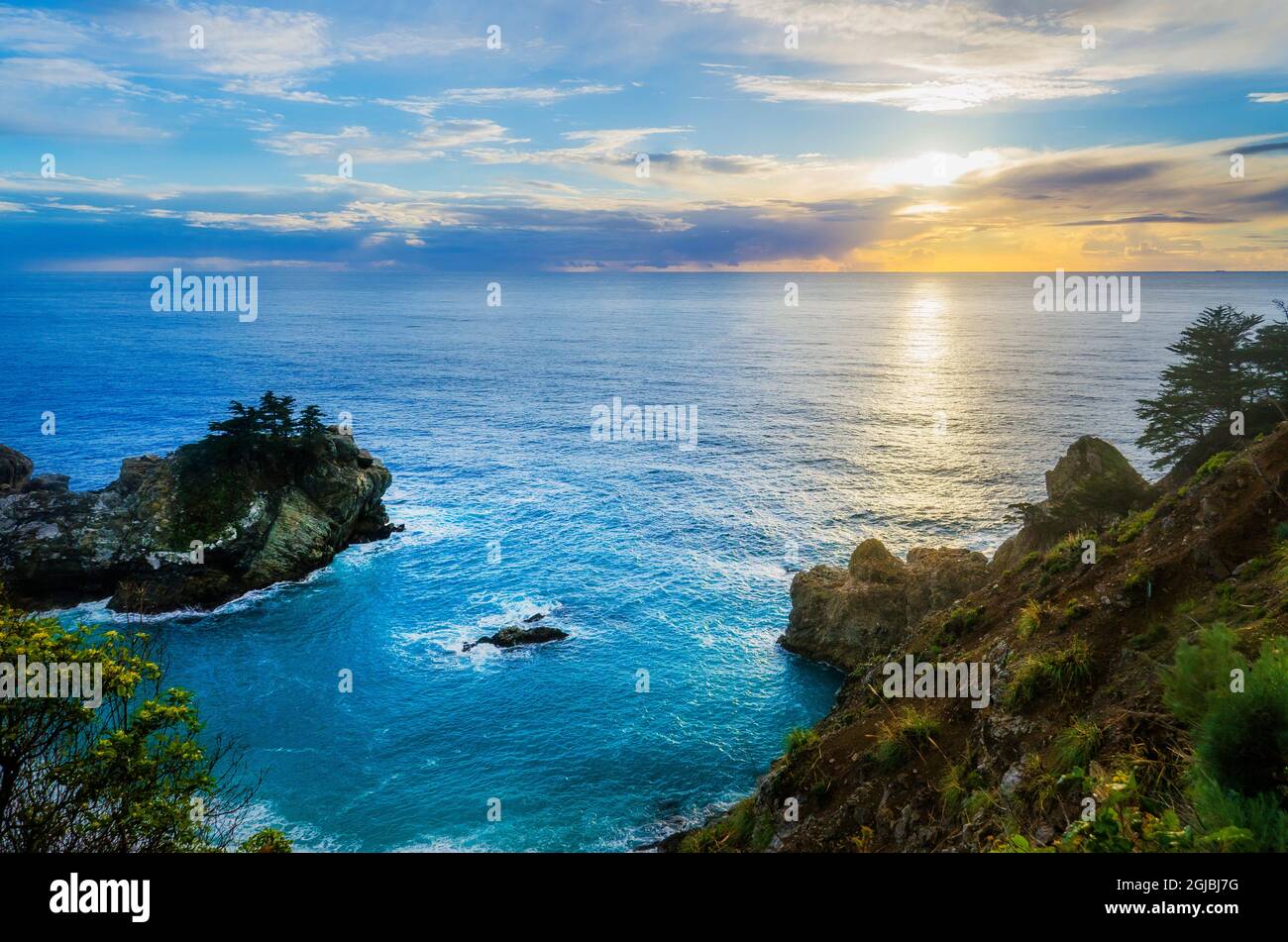 Sunset, Julia Pfeiffer Burns State Park, Big Sur, California, USA Stock ...