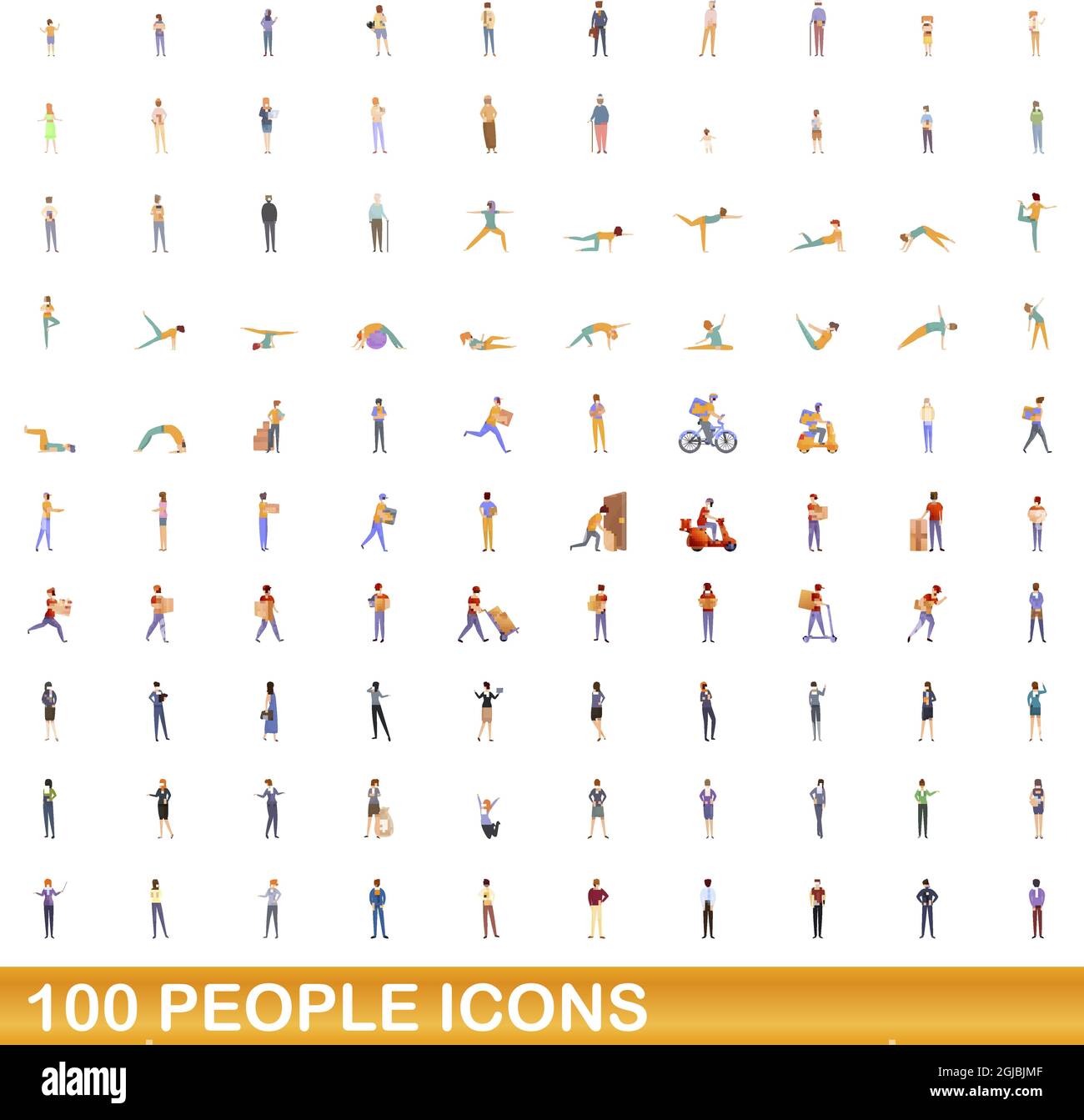 100 people icons set. Cartoon illustration of 100 people icons vector ...