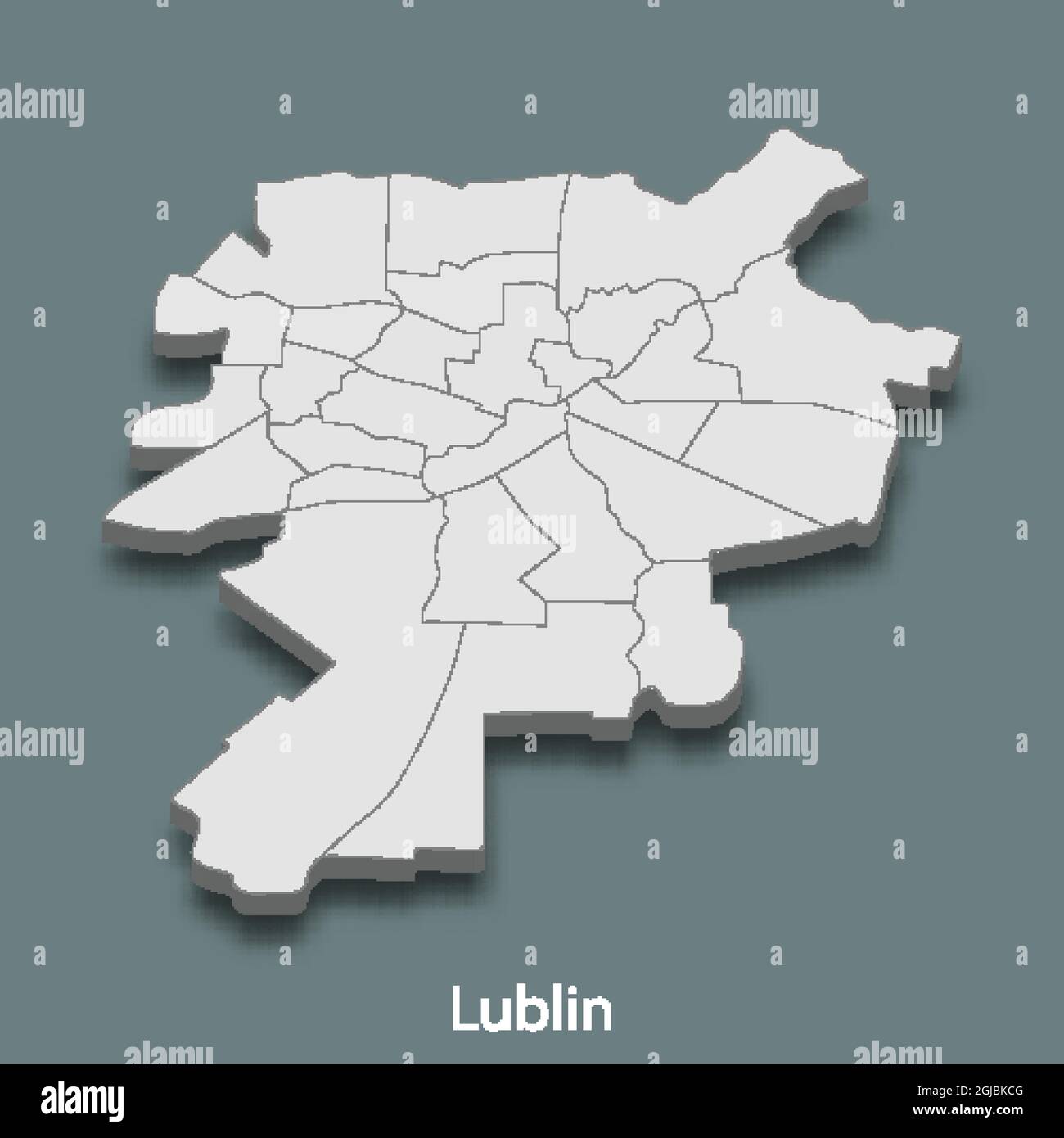3d isometric map of Lublin is a city of Poland, vector illustration ...