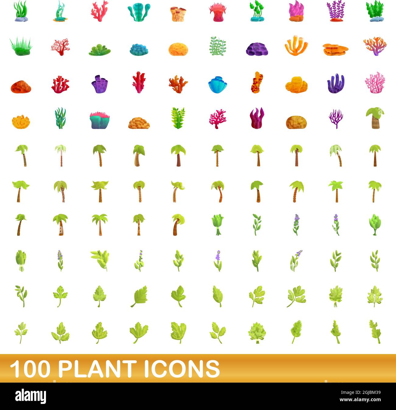 100 plant icons set. Cartoon illustration of 100 plant icons vector set ...