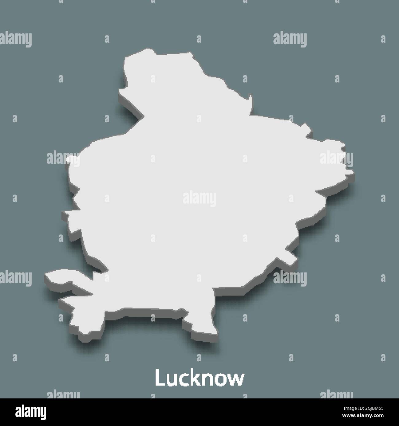 3d isometric map of Lucknow is a city of India, vector illustration ...