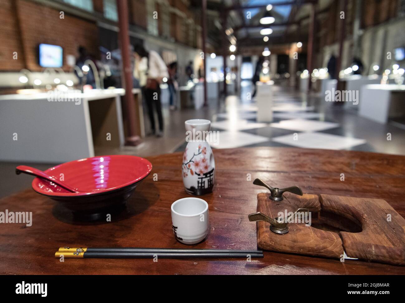 A serving table for monkeys brain is displayed at the Disgusting Food ...