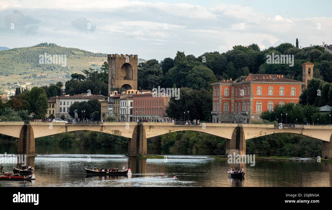 Mediterranean city with bridge and fortress Stock Photo - Alamy