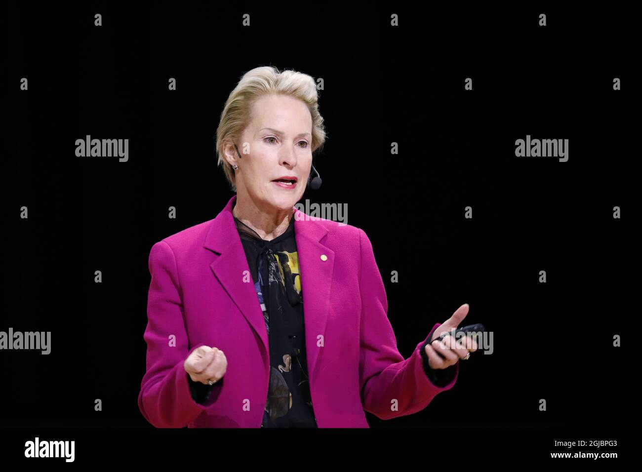 Nobel Prize in Chemistry laureate Frances H. Arnold speaks during her ...