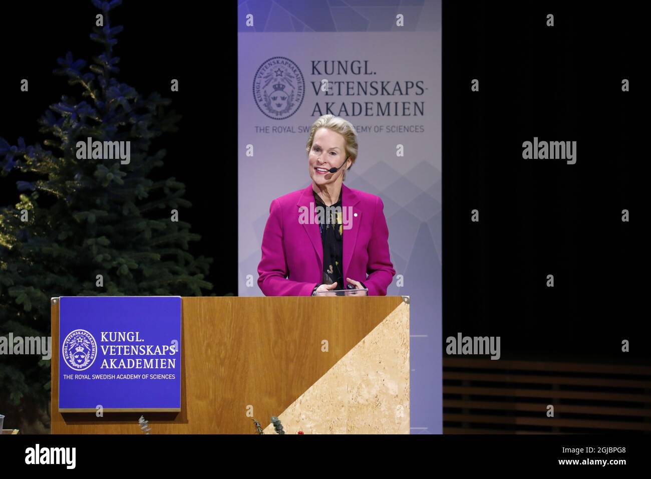 Nobel Prize in Chemistry laureate Frances H. Arnold speaks during her ...