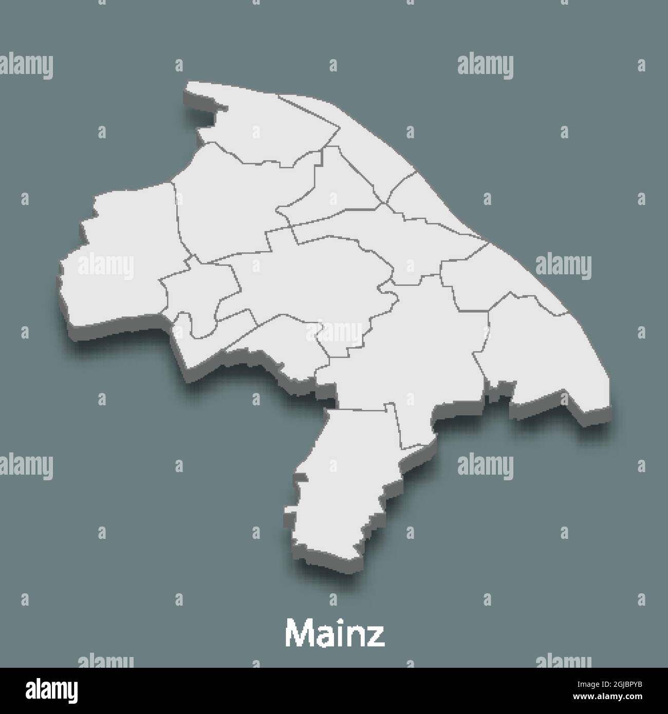 3d isometric map of Mainz is a city of Germany, vector illustration ...