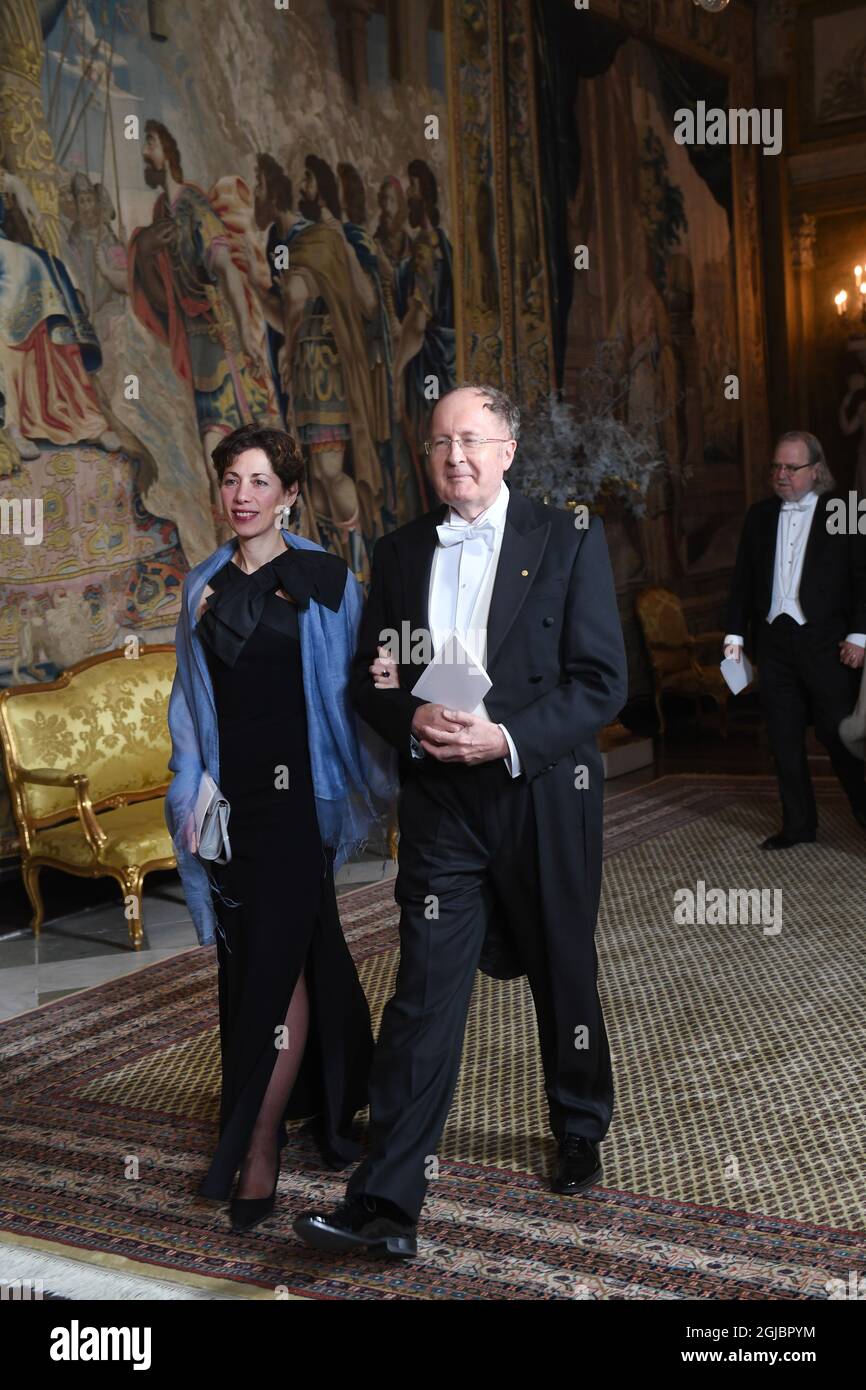 Chemistry laureate Gregory P. Winter (R) and his wife Dr Marina ...