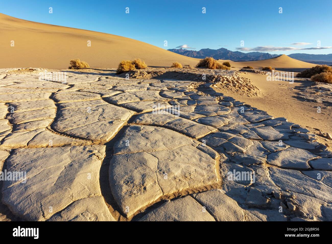 Mud cracks at Mesquite Sand Dunes in Death Valley National Park ...
