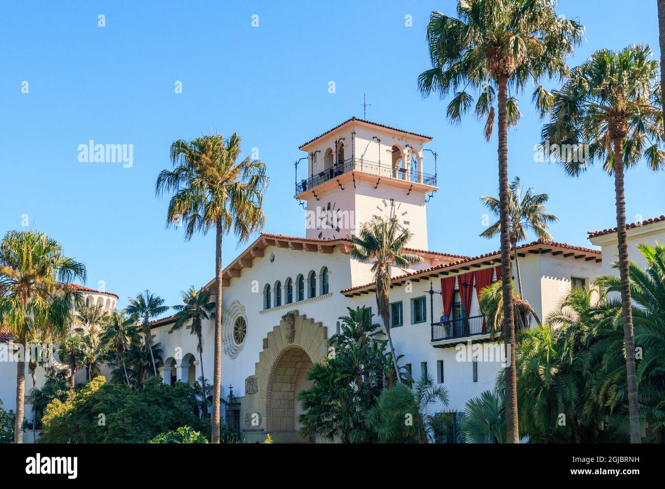 USA, California, Santa Barbara. Exterior of historic Santa Barbara ...
