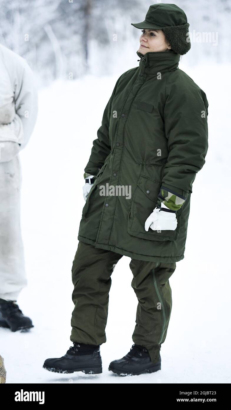 Crown Princess Victoria is seen during her visit to the military ...