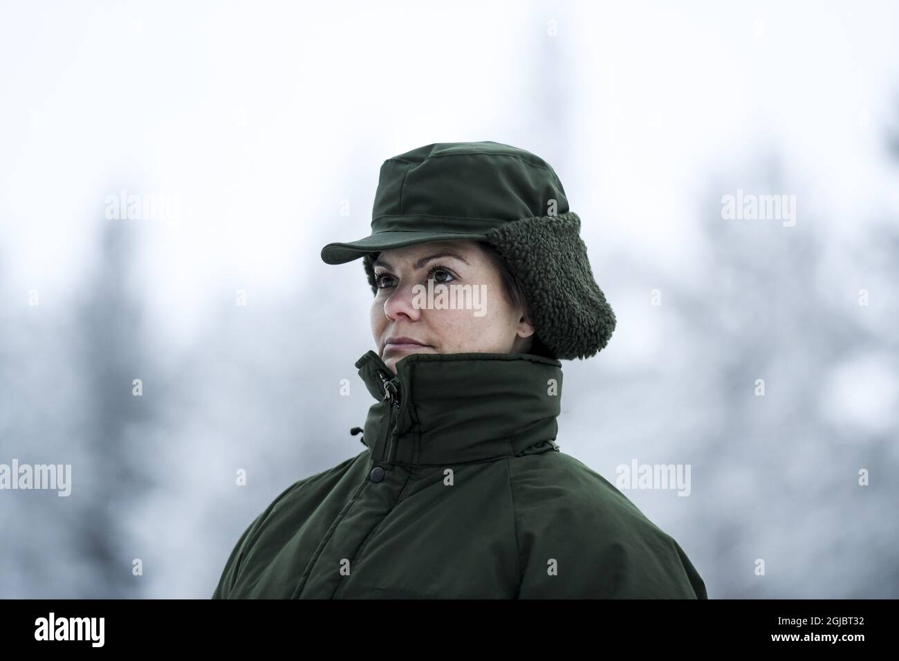 Crown Princess Victoria is seen during her visit to the military ...