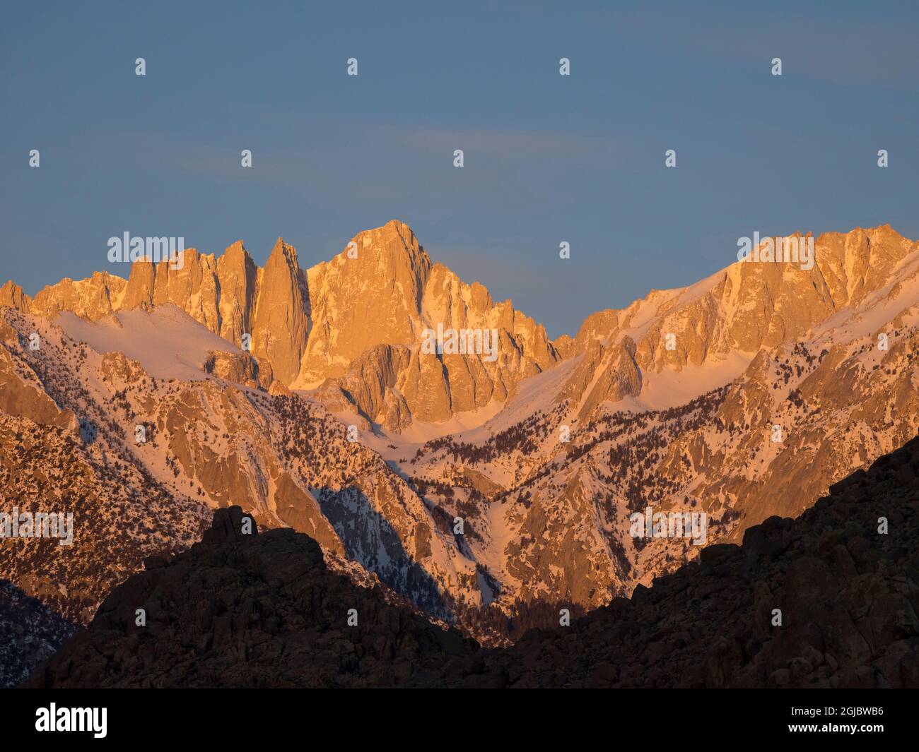 USA, California, Lone Pine. Alabama Hills with the eastern Sierra ...