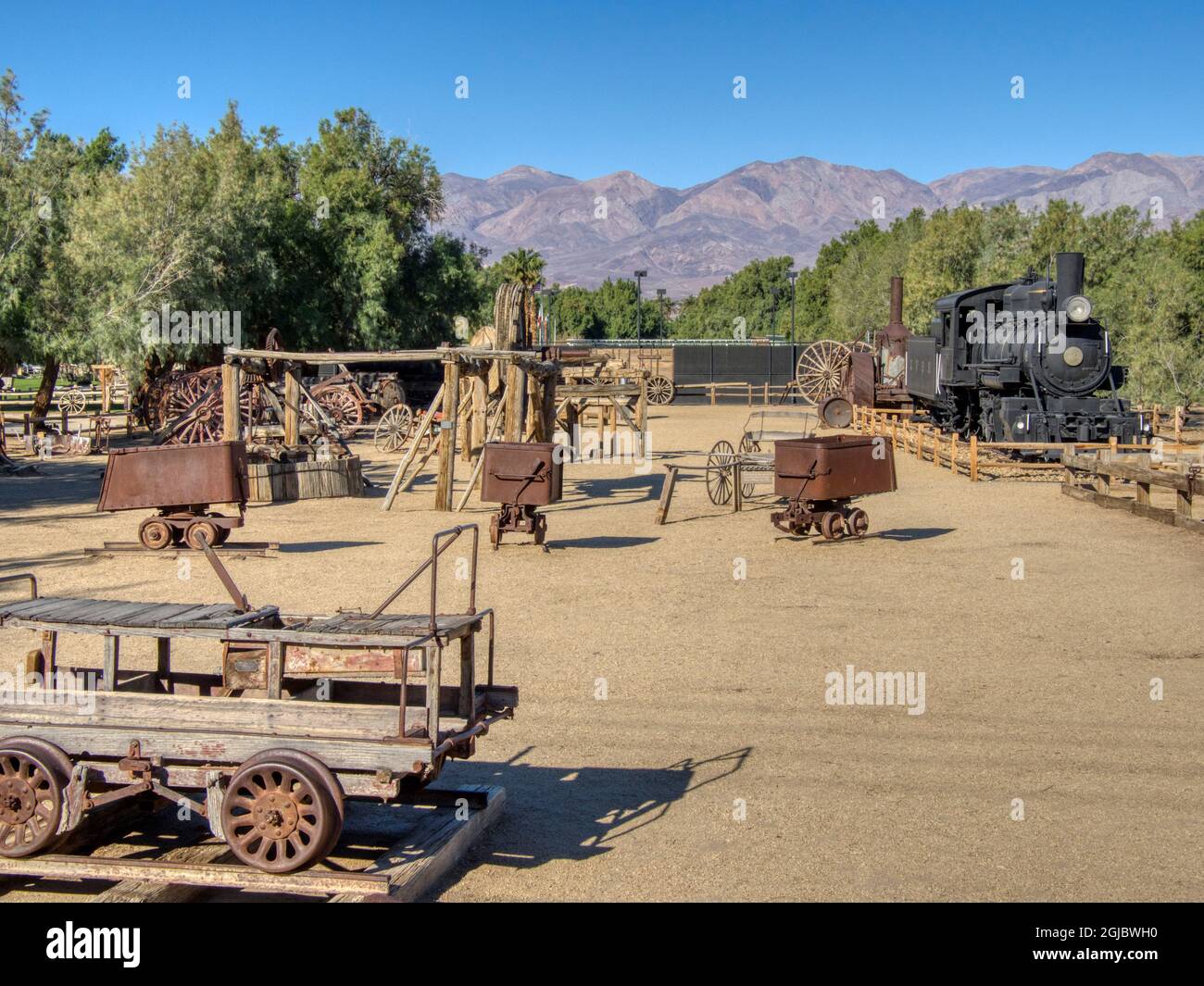 USA, California. Death Valley National Park, The Borax Museum outdoor ...