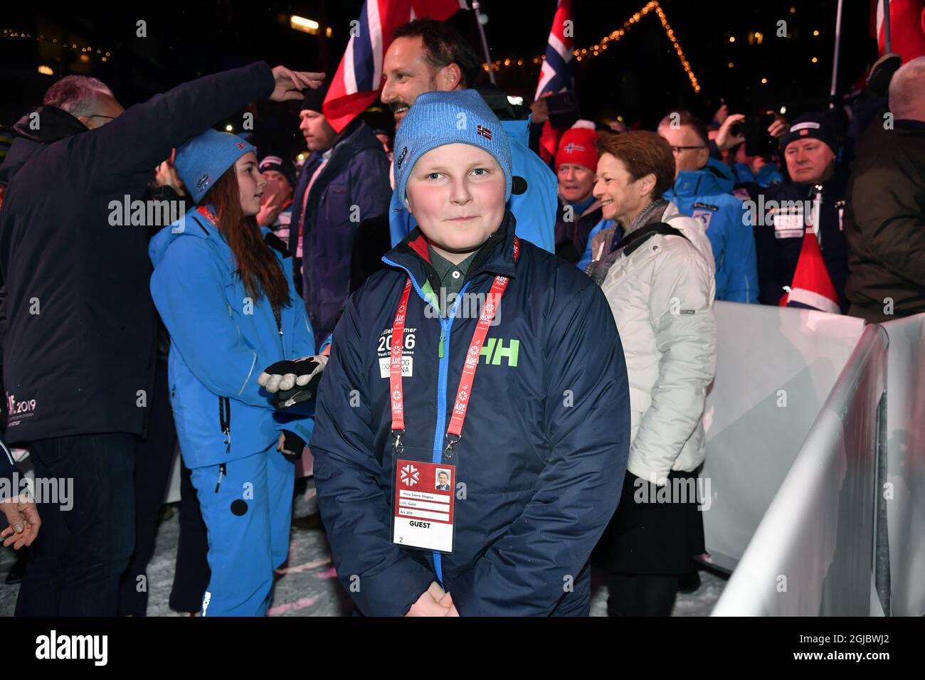 Prince Haakon Magnus of Norway during the medal ceremony at the Alpine ...
