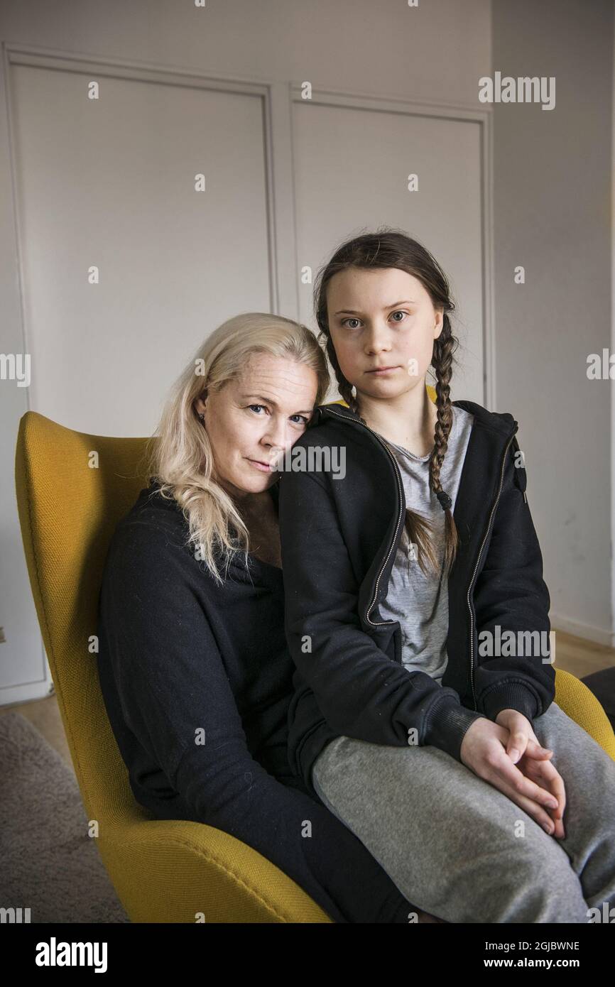 Greta Thunberg and her mother Opera Singer Malena Ernman, in her home ...