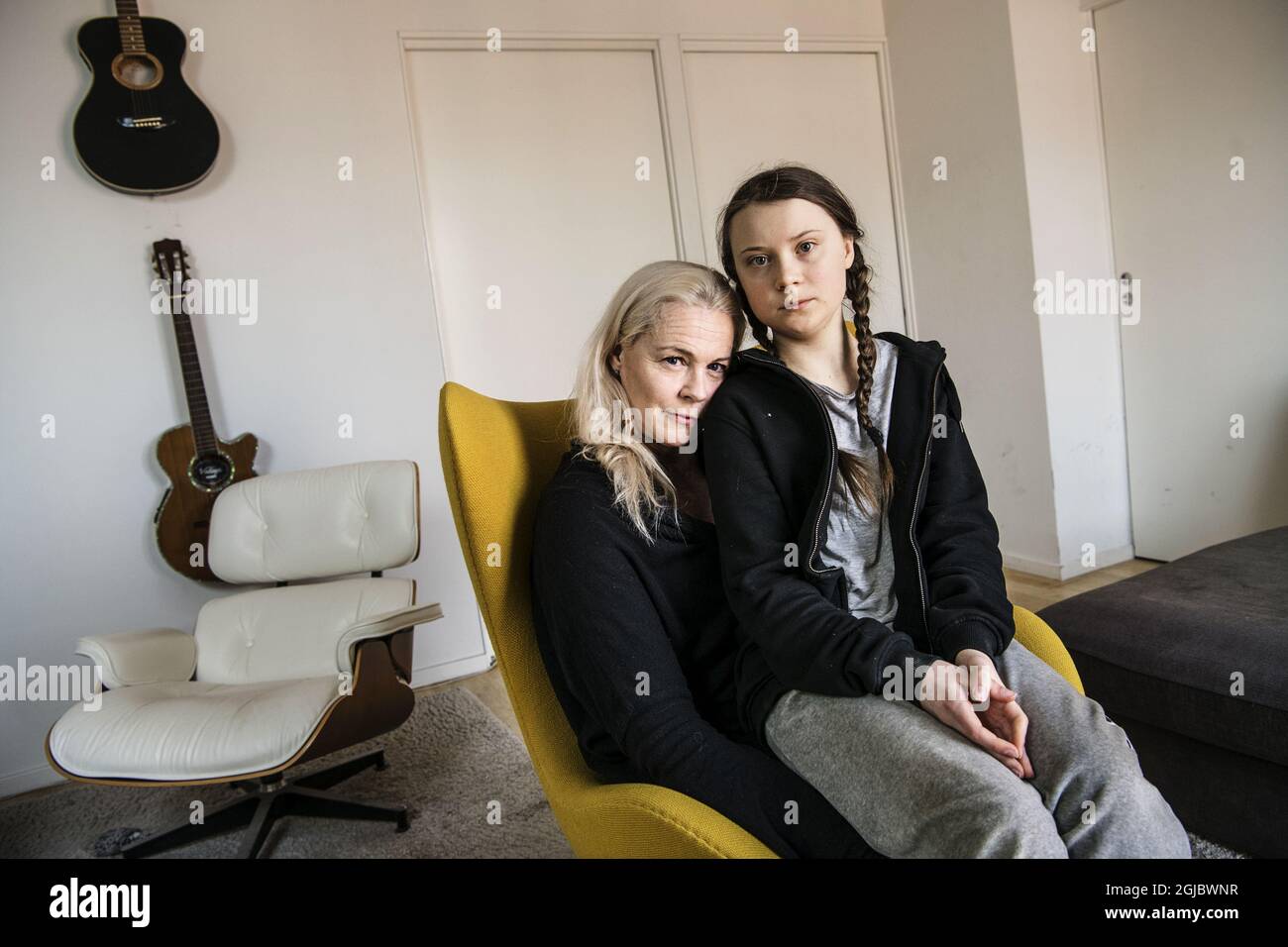 Greta Thunberg and her mother Opera Singer Malena Ernman, in her home ...
