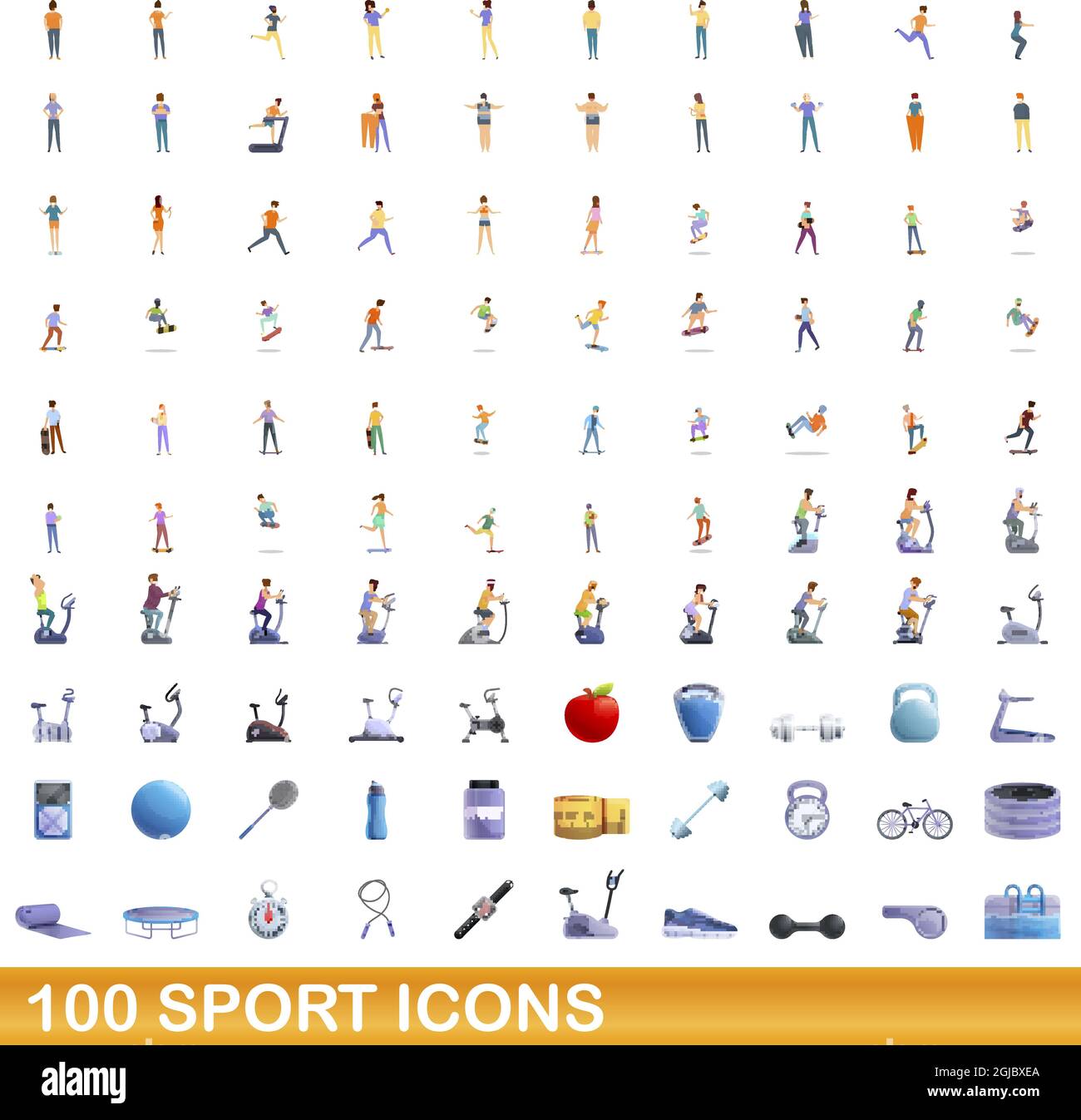 100 sport icons set. Cartoon illustration of 100 sport icons vector set ...