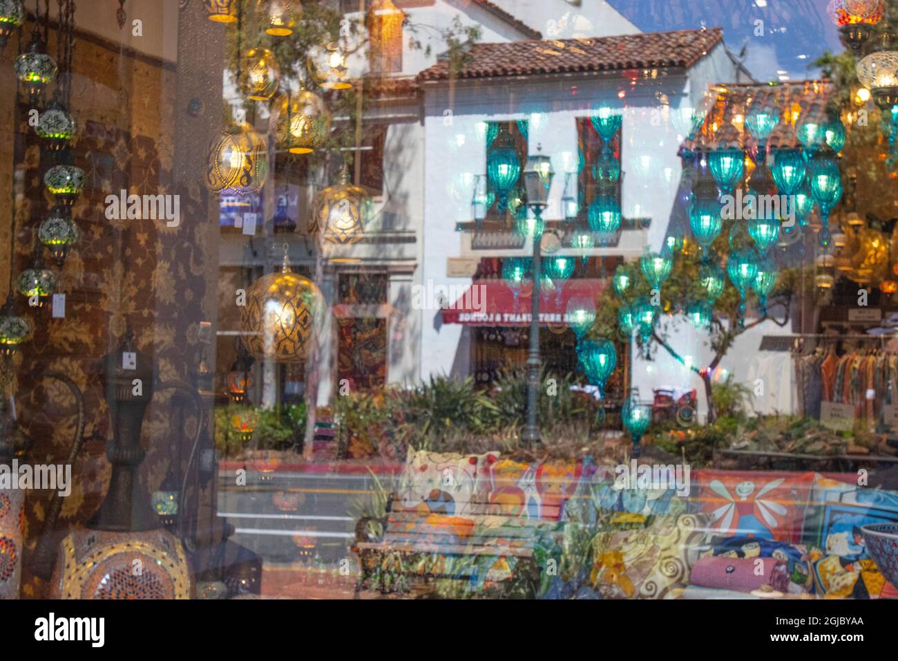 Window reflection image from downtown Santa Barbara, California Stock ...