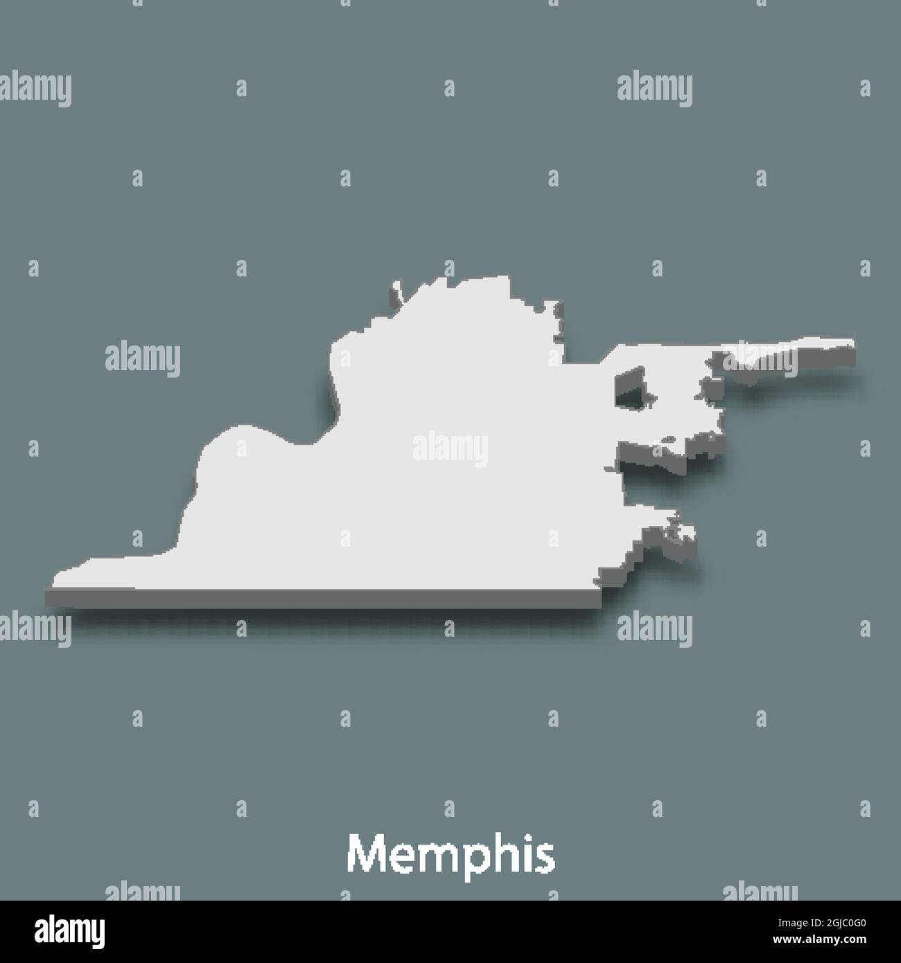 3d isometric map of Memphis is a city of United States, vector ...